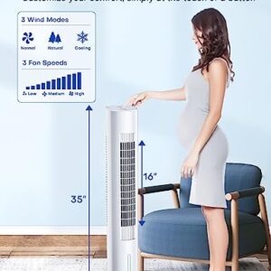 BALKO Evaporative Air Cooler, 35-INCH Windowless Air Conditioner Portable for Room w/Removable Water Tank, Remote & 7H Timer, 60° Oscillation Swamp Cooler, Tower Cooling Fan for Bedroom Home Office