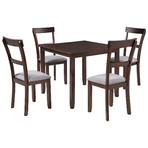 appot at-st000036aap 5 piece, industrial wooden table and 4 chairs, kitchen & dining sets for dining, kitchen, bar, living room, breakfast nook, espresso