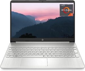 hp 15.6 hd laptop thin portable, 8-cores amd ryzen 7 5700u(up to 4.3ghz), 16gb ddr4 ram, 1tb pcie ssd, full-size kb, wifi 6, bluetooth, hdmi, windows 11, silver, w/gm accessory