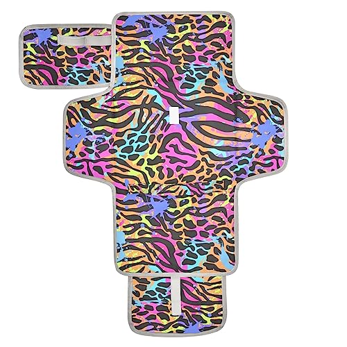 Leopard Portable Baby Changing Pad Diaper Changing Table Pad Waterproof Travel Changing Station Mat with Built-in Pillow for Baby Gifts Stuff Newborn