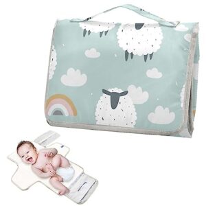 Blue Sheep Portable Baby Changing Pad Diaper Changing Table Pad Foldable Travel Changing Station with Built-in Pillow for Unisex Baby Gifts Newborn