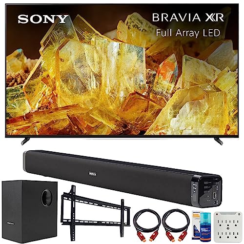 Sony XR55X90L Bravia XR 55" X90L 4K HDR Full Array LED Smart TV (2023 Model) Bundle with Deco Gear Home Theater Soundbar with Subwoofer, Wall Mount Accessory Kit, 6FT 4K HDMI 2.0 Cables and More