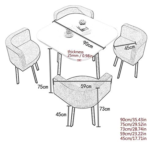 IWQHQXR Office Conference Table, Living Room Table and Chair Set Nordic Simple Wooden Round Dining Table Home Living Room Study Bedroom Display 1 Table 4 Chairs (Color : Brown) (Color : Red+Black)