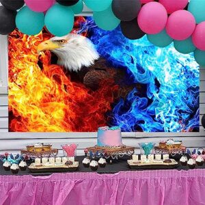 EMTOBT 10x7ft America Eagle Backdrop Ice Fire Mix Background Artistic Blue Water Red Flame Vinyl for Selfie Birthday Party Decor Newborn Baby Shower Banner BJHJEM0061