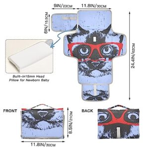 Cat Portable Baby Changing Pad Diaper Changing Table Pads Foldable Travel Changing Mat with Built-in Pillow for Newborn Essentials Baby