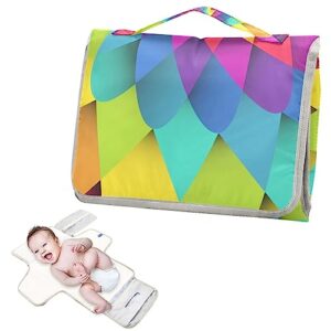 Bright Rainbow Spiral Psychedelic Portable Baby Changing Pad Diaper Changing Table Pad Foldable Waterproof Travel Changing Station with Built-in Pillow for Unisex Baby Newborn Gift