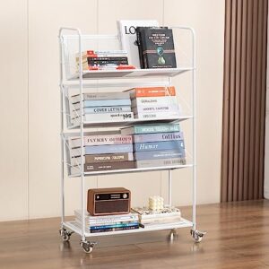 TAUODUYY Aluminum Alloy Bookshelf, Removable Multi-Layer Shelves, Large Capacity Baby Picture Book Shelf, Bedroom White Hollow Magazine/Book Storage Rack (Color : 2 Layers)