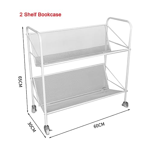 TAUODUYY Aluminum Alloy Bookshelf, Removable Multi-Layer Shelves, Large Capacity Baby Picture Book Shelf, Bedroom White Hollow Magazine/Book Storage Rack (Color : 2 Layers)