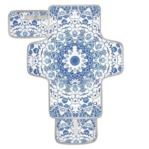 mandala blue portable baby changing pad diaper changing table pad foldable travel changing station with built-in pillow for baby newborn gifts essentials