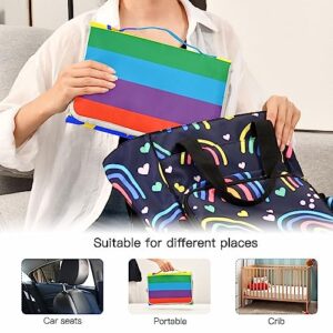 Lgbtqia Pride Portable Baby Changing Pad Diaper Changing Table Pad Waterproof Travel Changing Station Mat with Built-in Pillow for Newborn Essentials Baby