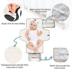 Black French Bulldog Portable Baby Changing Pad Travel Diaper Changing Table Mat Foldable Waterproof Changing Station with Built-in Pillow for Newborn Essentials Baby