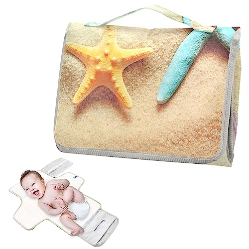 Sea Shells Portable Baby Changing Pad Diaper Changing Table Pad Foldable Travel Changing Station with Built-in Pillow for Newborn Essentials Baby