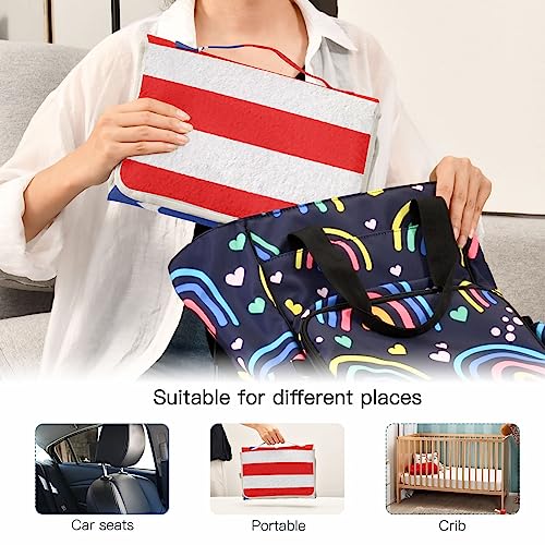 America Flag Portable Baby Changing Pad Travel Diaper Changing Table Mat Foldable Waterproof Changing Station with Built-in Pillow for Girls Boys Newborn Essentials