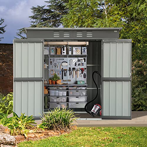 Domi Outdoor Storage Shed 6' x 4', Metal Waterproof Utility Tool Shed Storage House Clearance with Double Lockable Doors & Air Vent for Backyard Garden Lawn Patio