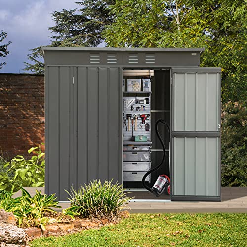 Domi Outdoor Storage Shed 6' x 4', Metal Waterproof Utility Tool Shed Storage House Clearance with Double Lockable Doors & Air Vent for Backyard Garden Lawn Patio