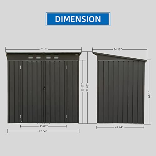 Domi Outdoor Storage Shed 6' x 4', Metal Waterproof Utility Tool Shed Storage House Clearance with Double Lockable Doors & Air Vent for Backyard Garden Lawn Patio