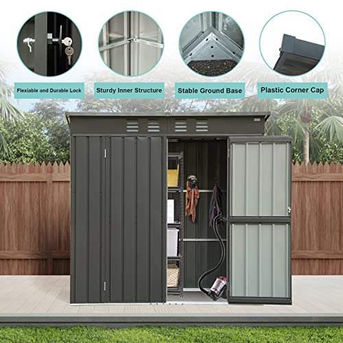 Domi Outdoor Storage Shed 6' x 4', Metal Waterproof Utility Tool Shed Storage House Clearance with Double Lockable Doors & Air Vent for Backyard Garden Lawn Patio