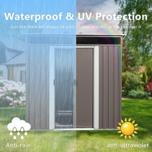 Jaxenor 6ft x 5ft Weatherproof Outdoor Metal Storage Shed with Transparent Plate Grey