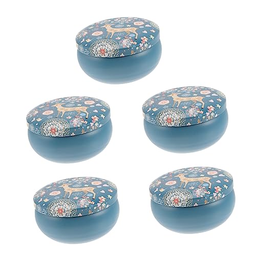 Containers with Lids 5pcs Box candy container tea containers with cover wedding candy tins Metal tinplate tea leaves can deer small tin case bridesmaid Ornament Storage Container