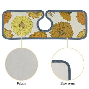 Kitchen Faucet Mat Splash Guard 4 Pieces Autumn Sunflowers with Pumpkins Absorbent Faucet Sink for Bathroom Counter,Faucet Counter Water Stains Preventer Drip Catcher