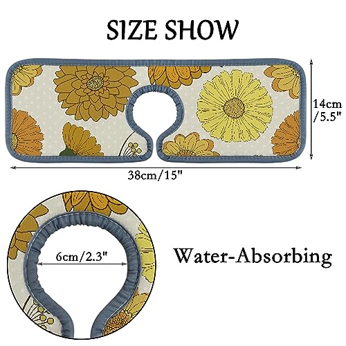 Kitchen Faucet Mat Splash Guard 4 Pieces Autumn Sunflowers with Pumpkins Absorbent Faucet Sink for Bathroom Counter,Faucet Counter Water Stains Preventer Drip Catcher