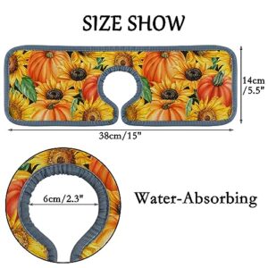 Absorbent Kitchen Faucet Mat 3 Pieces Pattern of Pumpkins Sunflowers Faucet Sink Splash Catcher Bathroom Counter Drip Catcher,Splash Guard Water Stains Preventer