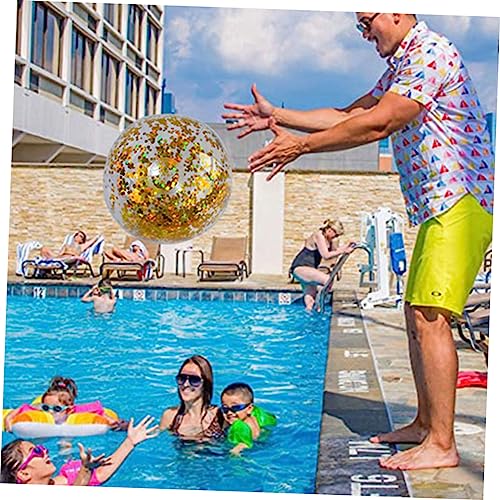 SAFIGLE 8 pcs Floating Beach Glitter Kids Color Gifts Toys Play Pool for Confetti Kid Fun Floatable Hawaii Favor Air Balls Bouncy Party Water Beachballs with Playing and Pump Sand Sequin