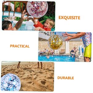 SAFIGLE 8 pcs Floating Beach Glitter Kids Color Gifts Toys Play Pool for Confetti Kid Fun Floatable Hawaii Favor Air Balls Bouncy Party Water Beachballs with Playing and Pump Sand Sequin