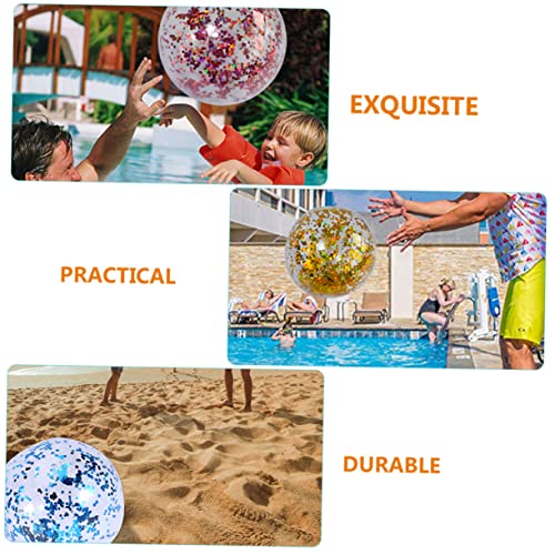 SAFIGLE 8 pcs Floating Beach Glitter Kids Color Gifts Toys Play Pool for Confetti Kid Fun Floatable Hawaii Favor Air Balls Bouncy Party Water Beachballs with Playing and Pump Sand Sequin