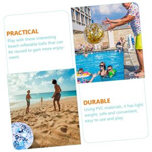 SAFIGLE 8 pcs Floating Beach Glitter Kids Color Gifts Toys Play Pool for Confetti Kid Fun Floatable Hawaii Favor Air Balls Bouncy Party Water Beachballs with Playing and Pump Sand Sequin