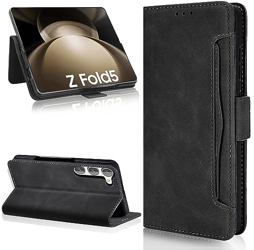 Compatible with Samsung Z Fold 5 Case 360 Full Protective Cover Z Fold 5 Wallet Case Hybrid PC All-Inclusive Shockproof Case Galaxy Z Fold 5 Phone Case Kickstand 5G/7.6'' (Black)