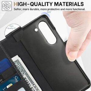 Compatible with Samsung Z Fold 5 Case 360 Full Protective Cover Z Fold 5 Wallet Case Hybrid PC All-Inclusive Shockproof Case Galaxy Z Fold 5 Phone Case Kickstand 5G/7.6'' (Black)