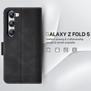 Compatible with Samsung Z Fold 5 Case 360 Full Protective Cover Z Fold 5 Wallet Case Hybrid PC All-Inclusive Shockproof Case Galaxy Z Fold 5 Phone Case Kickstand 5G/7.6'' (Black)