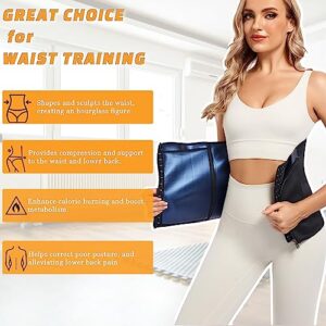 Everfion Waist Trainers Trimmer for Women Sauna Sweat Bands Wraps Workout Corset Slimming Belts Hot Body Shaper,Blue, L