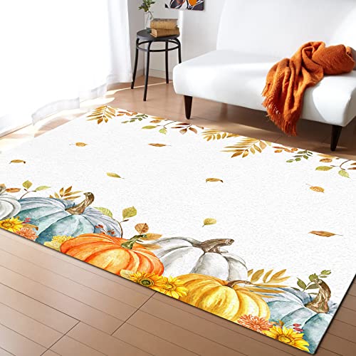 Rectangular Area Rug Non-Slip Stain-Proof Rugs Thanksgiving Pumpkin Fall Receipt Leaves Household Sofa Floor Large Floor Mat Bedroom Bedside Carpet for Living Dining Room 2x3 Feet