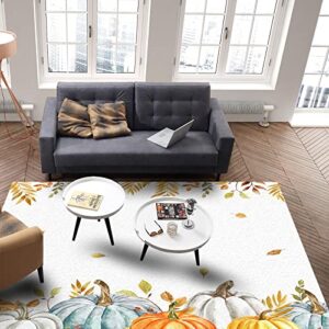 Rectangular Area Rug Non-Slip Stain-Proof Rugs Thanksgiving Pumpkin Fall Receipt Leaves Household Sofa Floor Large Floor Mat Bedroom Bedside Carpet for Living Dining Room 2x3 Feet