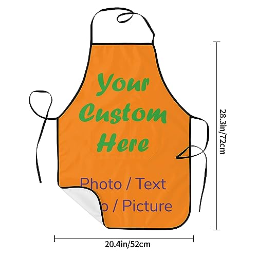 ZEKOTEN Custom Apron Black Border with Picture & Text, Personalized Aprons with Pockets for Baking Grill Cook Chef Apron