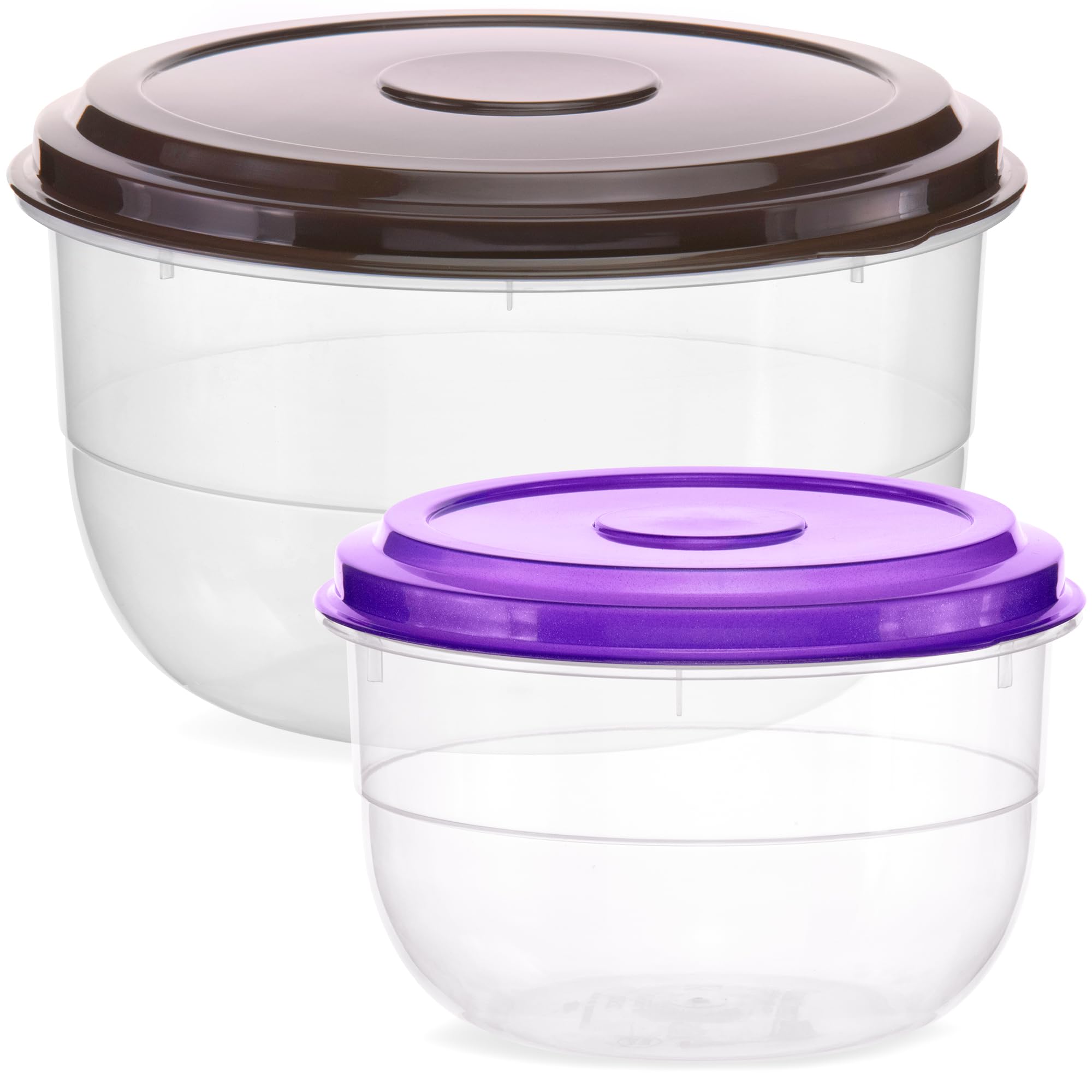 DecorRack Food Storage Container Set, 2.5 Quarts and 5.5 Quarts, BPA Free- Plastic, Food Grade Safe, Heavy Duty Dry Storage Containers, Round Large Food Container Bowl with Airtight Lid (2 Pack)