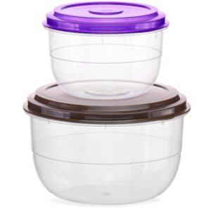 DecorRack Food Storage Container Set, 2.5 Quarts and 5.5 Quarts, BPA Free- Plastic, Food Grade Safe, Heavy Duty Dry Storage Containers, Round Large Food Container Bowl with Airtight Lid (2 Pack)