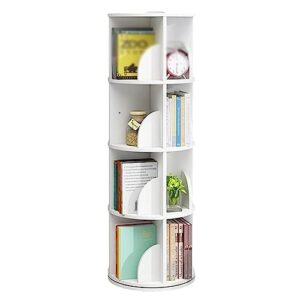 antwax bookshelf creative bookshelf 4 tier 360° rotating bookshelf white bookcase stackable shelves organizer for cds/movies/books organizer floor standing bookcase