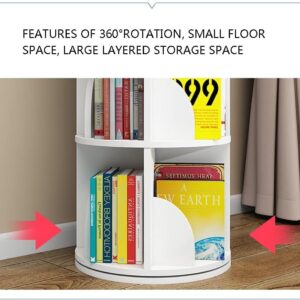 ANTWAX Bookshelf Creative Bookshelf 4 Tier 360° Rotating Bookshelf White Bookcase Stackable Shelves Organizer for CDs/Movies/Books Organizer Floor Standing Bookcase