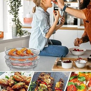 Air Fryer Basket Rack, Stainless Steel Round Three Stackable Racks, Multi-Layer Dehydrator Rack, Stackable Air Fryer Rack for Home Kitchen Ninja Food