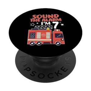 fire truck 7th birthday firefighter fireman 7 year old popsockets swappable popgrip