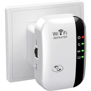 wifi extender signal booster up to 4000sq.ft and 40 devices, wifi range extender, wireless internet repeater, long range amplifier with ethernet port, 1-tap setup, access point, alexa compatible