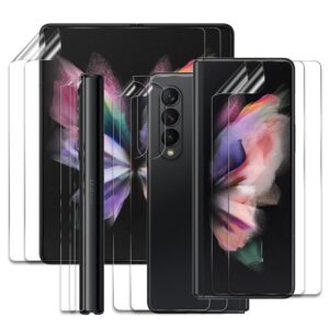 [2 sets] screen protector for samsung galaxy z fold 3 5g, (2x front screen protector + 2x inside screen protector + 2x back film + 2x side soft film) full covered, hd clear tpu film screen guard