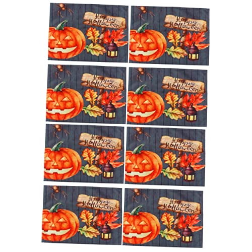 HEMOTON 8 pcs Tablemats - Movie Pumpkin Room Nights X Decor Mat- Scary for Halloween Pads Inch Placemat Home Cloth Mat Dining Party Pattern Table Sunflower Orange and