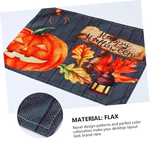 HEMOTON 8 pcs Tablemats - Movie Pumpkin Room Nights X Decor Mat- Scary for Halloween Pads Inch Placemat Home Cloth Mat Dining Party Pattern Table Sunflower Orange and