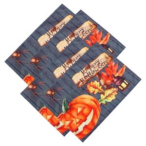 HEMOTON 8 pcs Tablemats - Movie Pumpkin Room Nights X Decor Mat- Scary for Halloween Pads Inch Placemat Home Cloth Mat Dining Party Pattern Table Sunflower Orange and