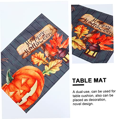 HEMOTON 8 pcs Tablemats - Movie Pumpkin Room Nights X Decor Mat- Scary for Halloween Pads Inch Placemat Home Cloth Mat Dining Party Pattern Table Sunflower Orange and