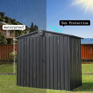 Domi Outdoor Living 6.5'x 4.2' Outdoor Storage Sheds,Steel Tool Shed Storage House with Lockable Door,Outdoor Galvanized Steel Sheds for Deck, Backyard, Garden, Patio and Lawn Dark Gray